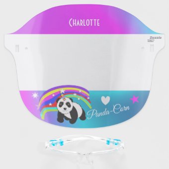Love Panda Corns Magical Rainbow Cute Personalized Face Shield | Zazzle