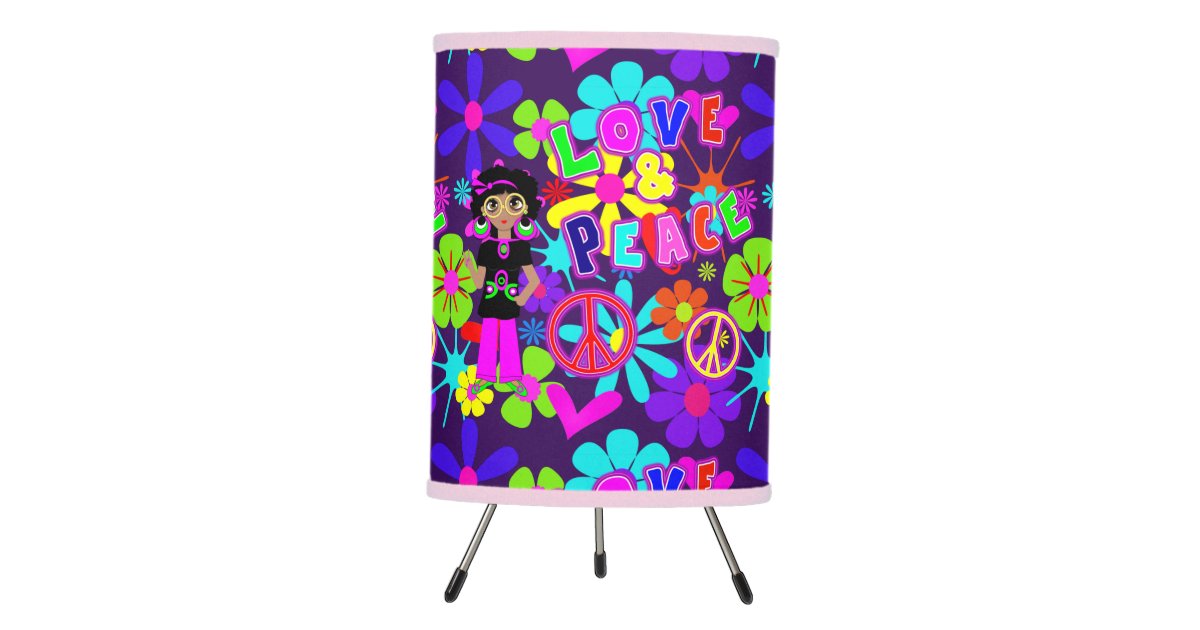 Love & Peace 60'S Hippie Flower Power Groovy Tripod Lamp | Zazzle