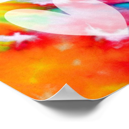 Love Peace Abstract Boho Watercolor Rainbow Batik Poster | Zazzle