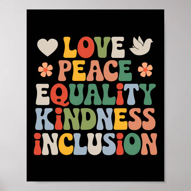 Love Peace Diversity Inclusion Equality Black Hist Poster | Zazzle