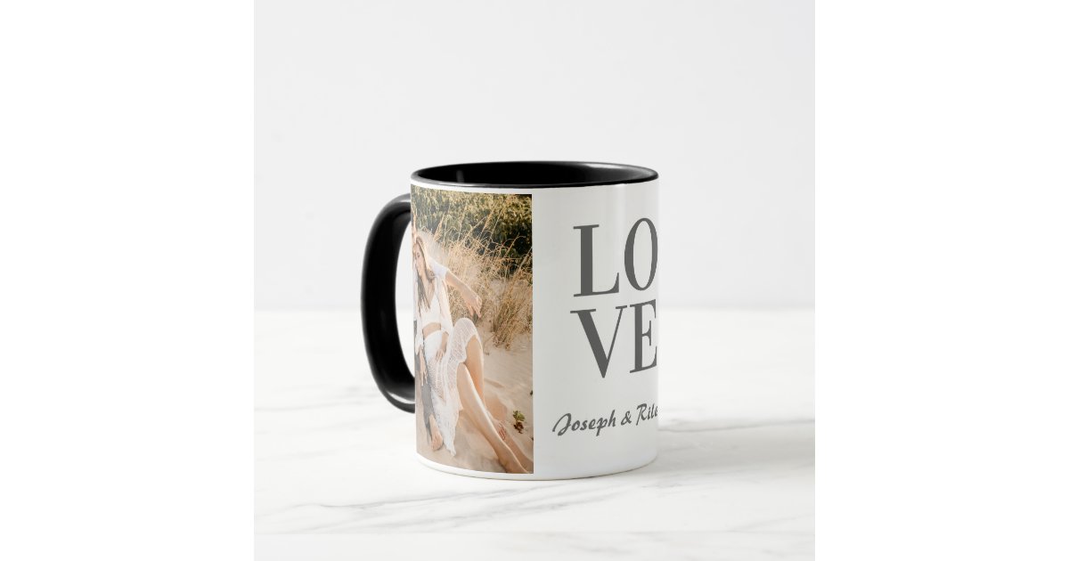 "LOVE" personalized Full photo layout & name Mug | Zazzle