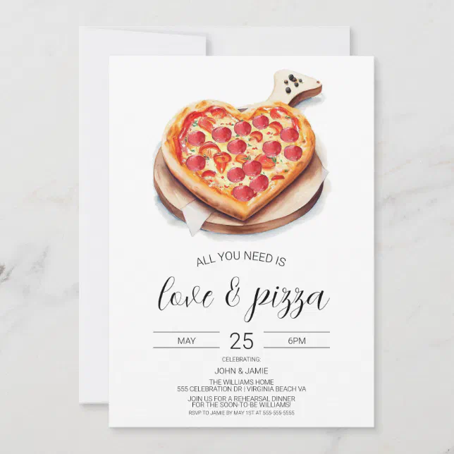 Love & Pizza Invitation, Engagement Couples Shower Invitation | Zazzle