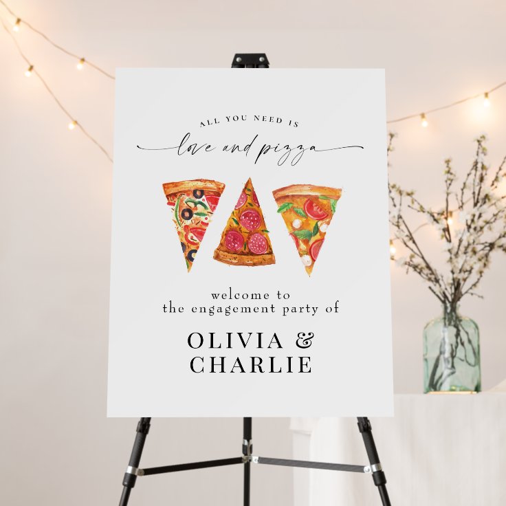 Love & Pizza Welcome Wedding Welcome Sign | Zazzle