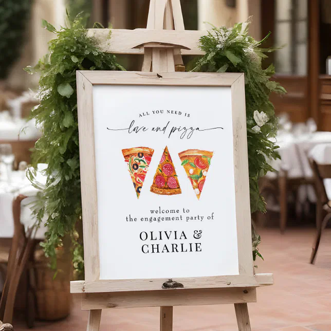 Love & Pizza Welcome Wedding Welcome Sign | Zazzle