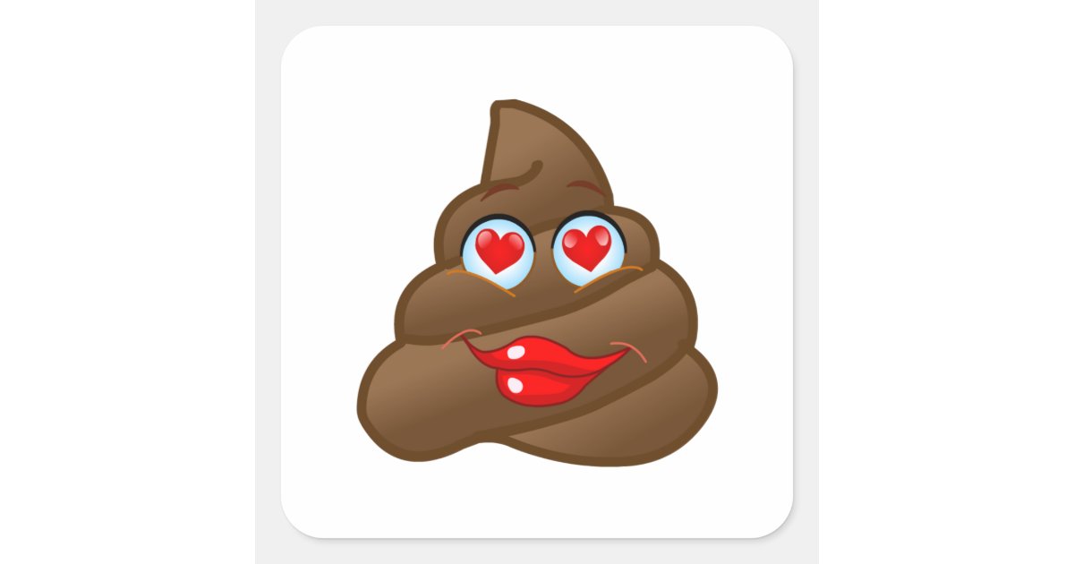 Love Poop Emoji Face! Square Sticker | Zazzle