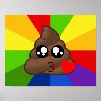 Love Poop Emoji Rainbow Burst Poster | Zazzle