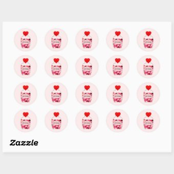 Love Potion Happy Valentine's Day Pink and Red Classic Round Sticker ...