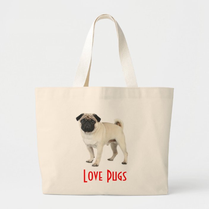 Love Pugs Puppy Dog Canvas Beach Totebag Large Tote Bag | Zazzle.com