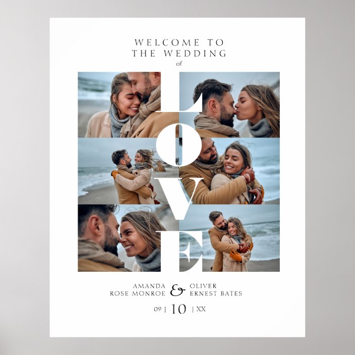 Love Quote White Collage Welcome Wedding 6 Photos Poster | Zazzle.com