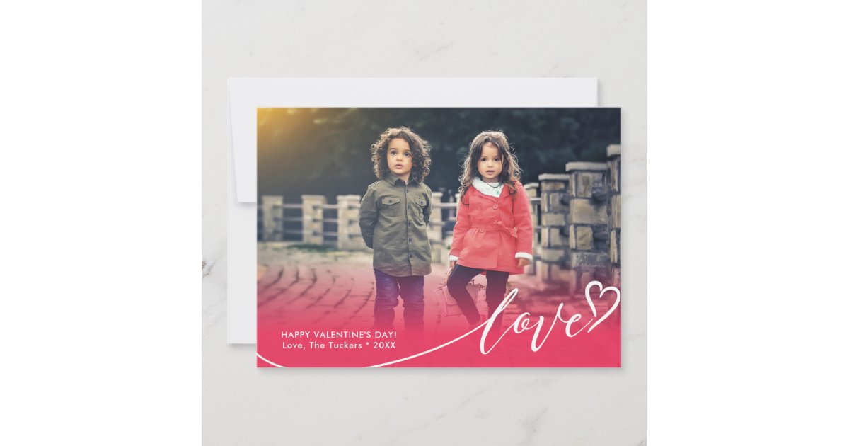 LOVE Red Fade Valentine's Day Photo Card | Zazzle