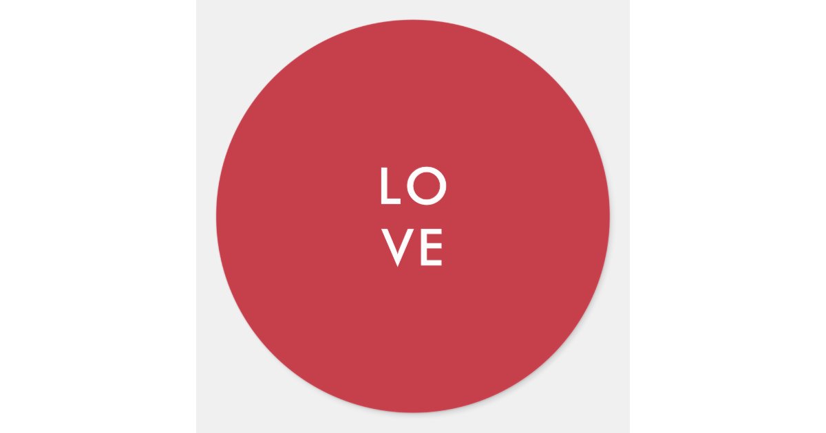 LOVE Red Round Sticker | Zazzle