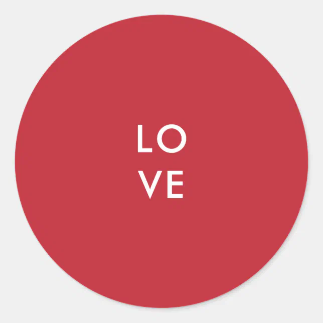 LOVE Red Round Sticker | Zazzle
