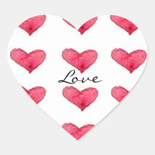 Love Red Watercolor Hearts Heart Sticker | Zazzle