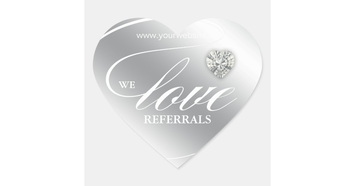 Love Referrals Sticker Jewelry Heart Silver | Zazzle