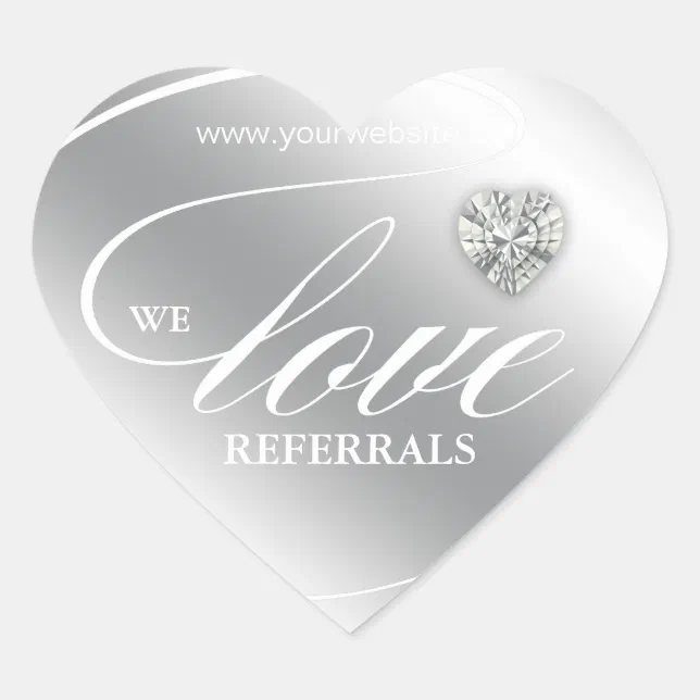 Love Referrals Sticker Jewelry Heart Silver | Zazzle