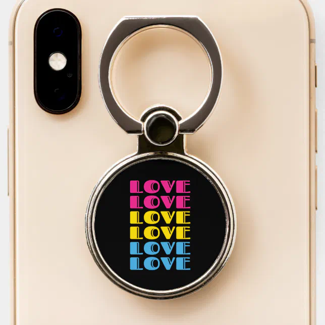 Love Repeating Text LGBTQ Pansexual Pride Phone Ring Stand | Zazzle