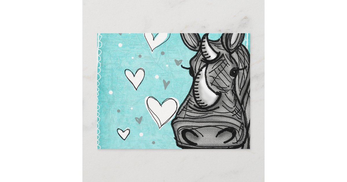 love rhino postcard | Zazzle