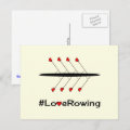 Love Rowing slogan and boat Postcard | Zazzle