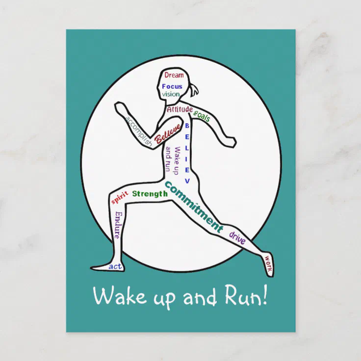 Love Running Motivational Words for Runners Postcard | Zazzle