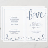 Love Script Heart Wedding Programs Dusty Blue | Zazzle
