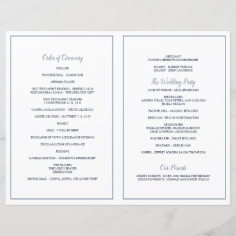 Love Script Heart Wedding Programs Dusty Blue | Zazzle