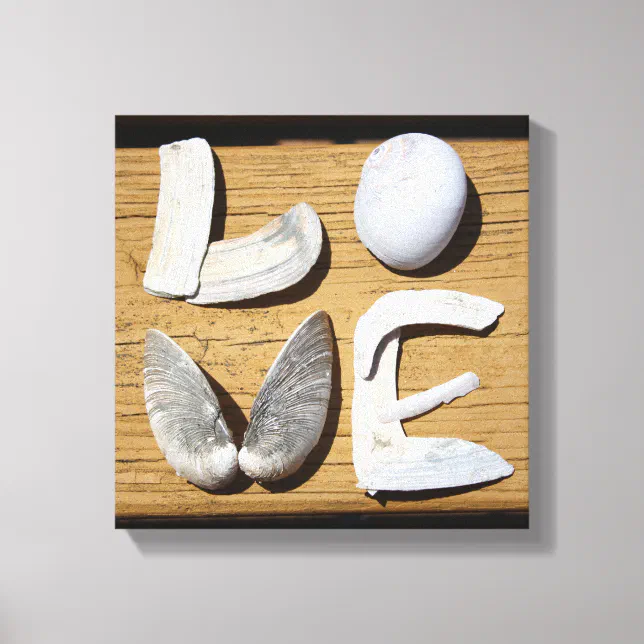 LOVE Sea Shell Canvas Print | Zazzle