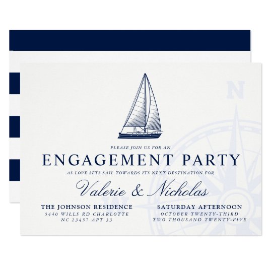 Love Sets Sail | Nautical Engagement Party Invite | Zazzle.com
