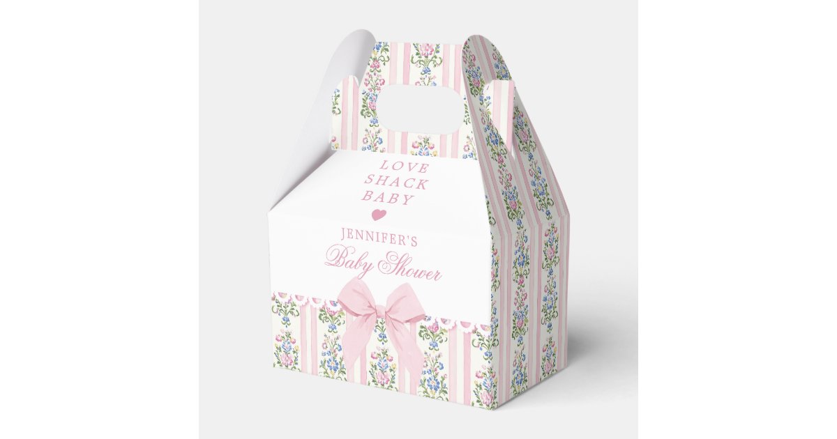 Love Shack Baby Coquette Bow Floral Baby Shower Favor Boxes | Zazzle