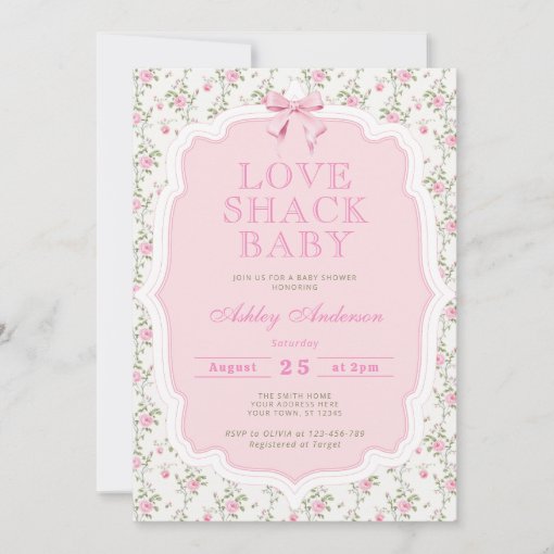 Love Shack Rose Floral Elegant Baby Shower Invitation | Zazzle