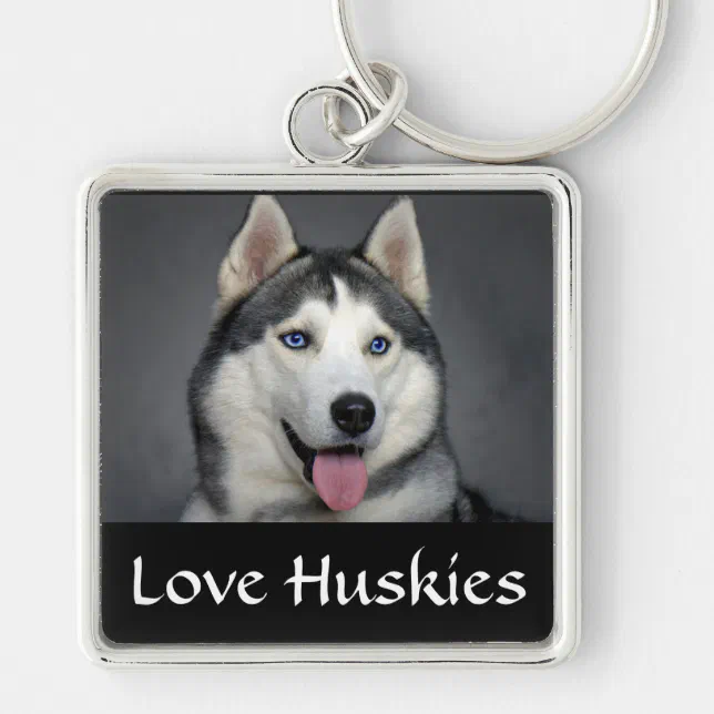 Love Siberian Husky Puppy Dog Portrait Keychain | Zazzle