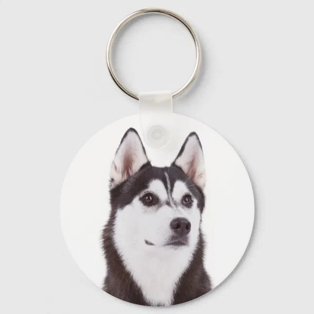 Love Siberian Husky Puppy Dog Portrait Keychain | Zazzle