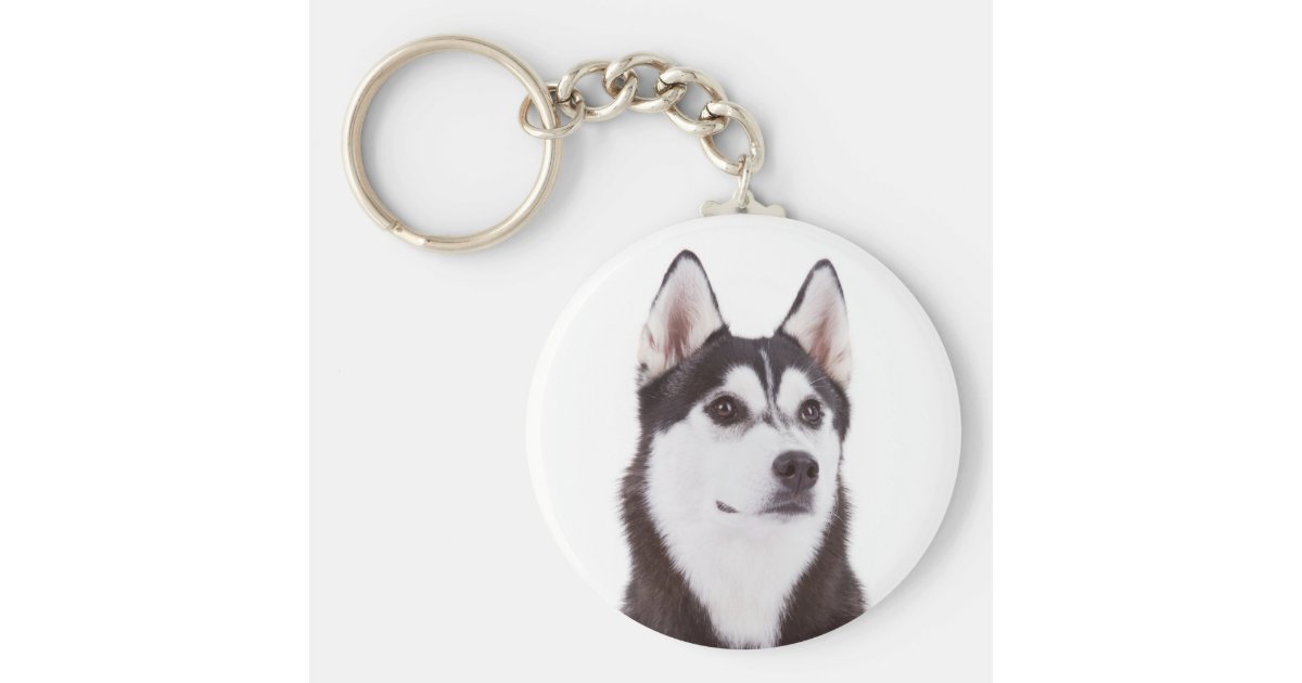 Love Siberian Husky Puppy Dog Portrait Keychain | Zazzle