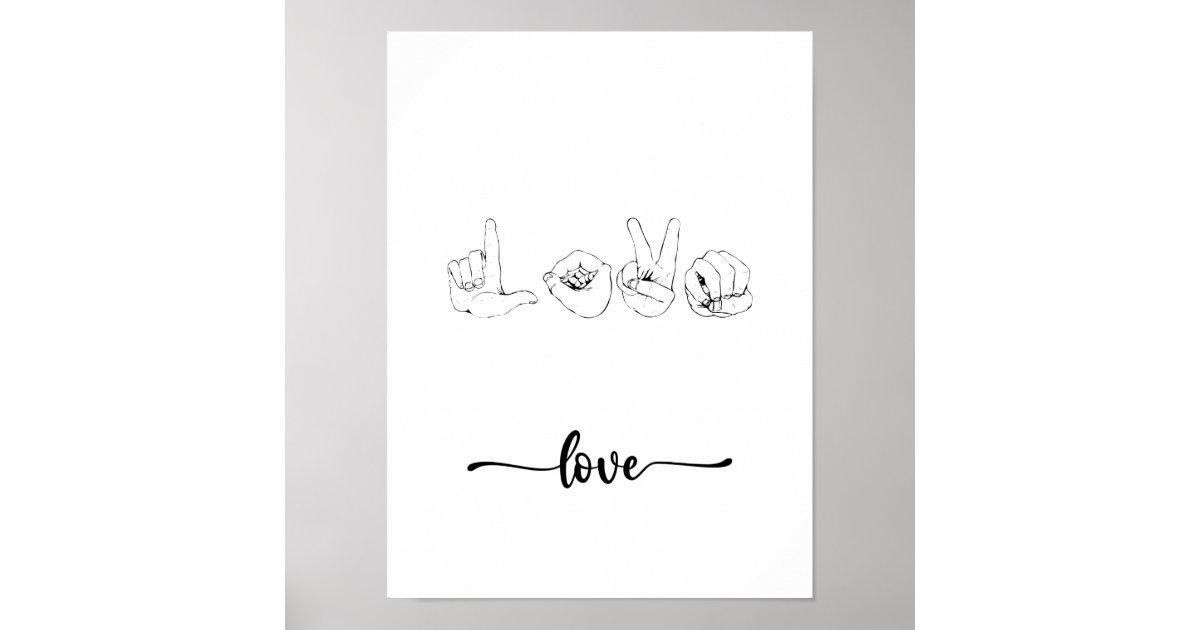 Love Sign Language Line Art Poster | Zazzle