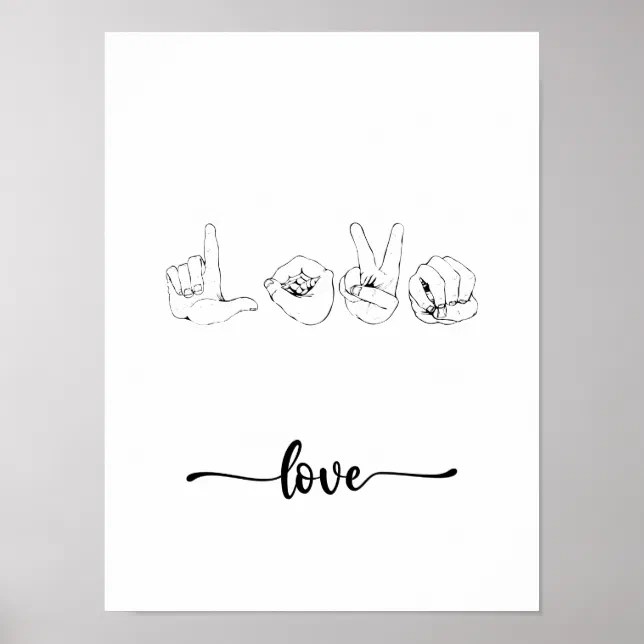 Love Sign Language Line Art Poster | Zazzle