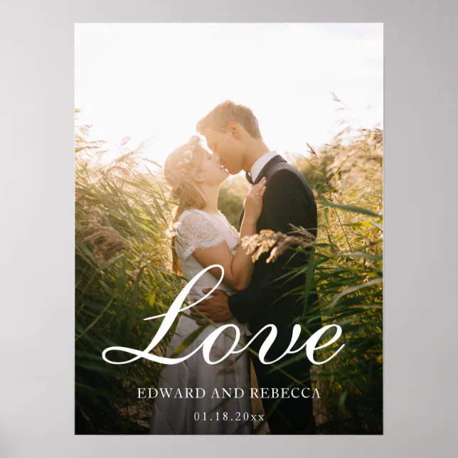 Love Simple Newlywed Photo Elegant Wedding Poster | Zazzle