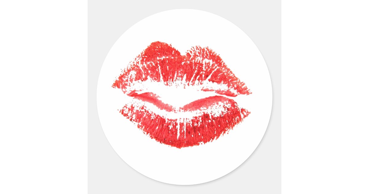 Love, Smooches, Kisses, Lips Classic Round Sticker | Zazzle