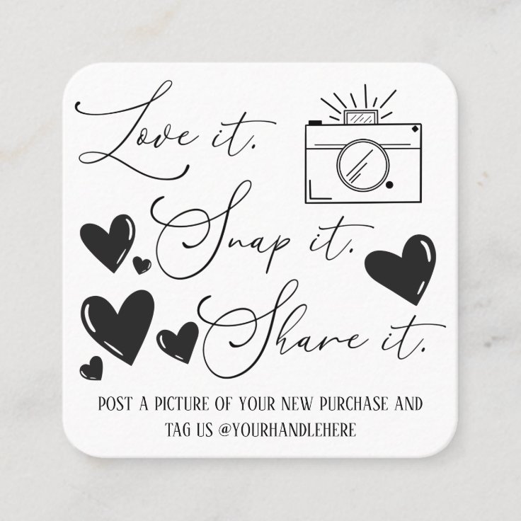 Love Snap Share Camera Hearts Script Etsy Business Square Business Card ...