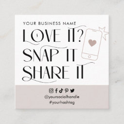 Love Snap Share Social Media Modern Font Logo Square Business Card | Zazzle