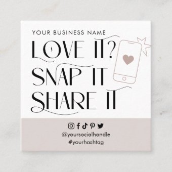 Love Snap Share Social Media Modern Font Logo Square Business Card | Zazzle