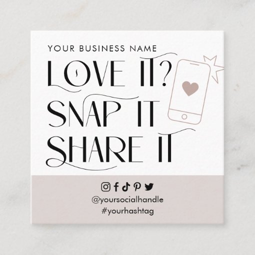 Love Snap Share Social Media Modern Font Logo Square Business Card | Zazzle