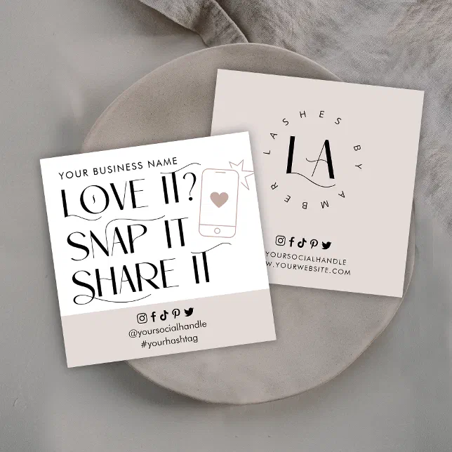 Love Snap Share Social Media Modern Font Logo Square Business Card | Zazzle