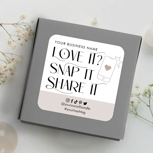 Love Snap Share Social Media Modern Font Logo Square Sticker | Zazzle