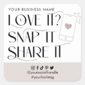 Love Snap Share Social Media Modern Font Logo Square Sticker | Zazzle