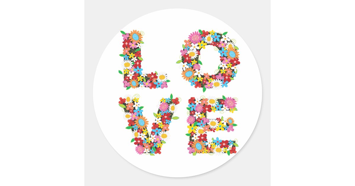 LOVE Spring Flowers Sticker | Zazzle