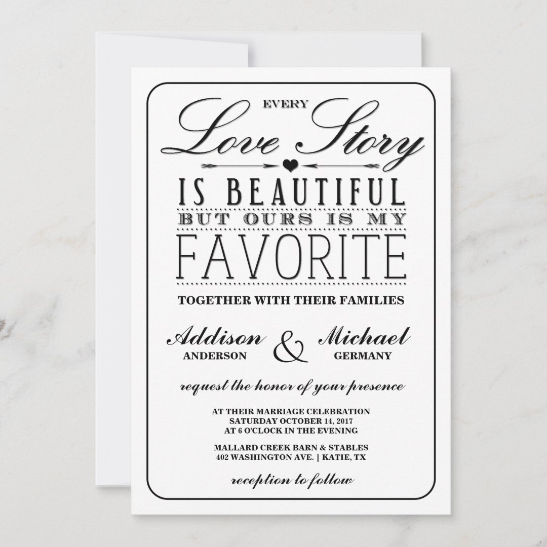 Love Story EDITABLE COLOR Wedding Invitation | Zazzle