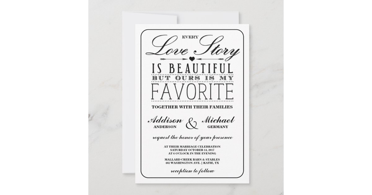 Love Story EDITABLE COLOR Wedding Invitation | Zazzle