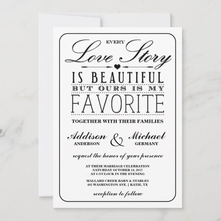 Love Story EDITABLE COLOR Wedding Invitation | Zazzle