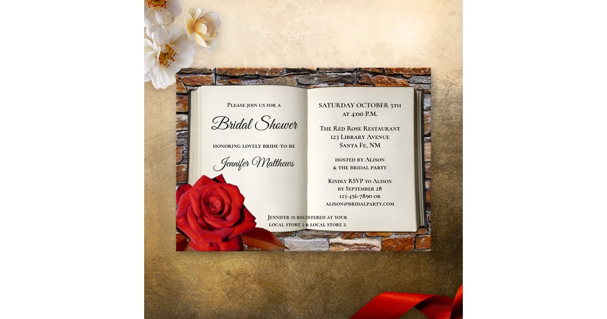 Love Story Romance Book Bridal Shower Invitation | Zazzle