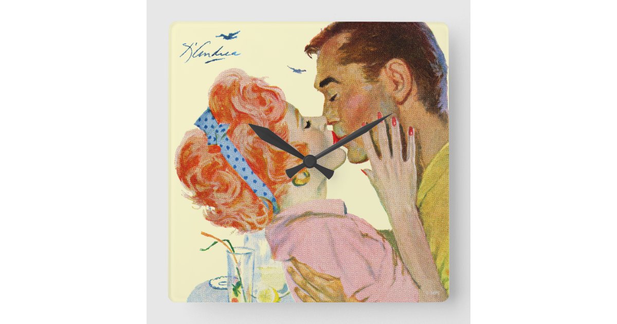 Love-Struck Square Wall Clock | Zazzle