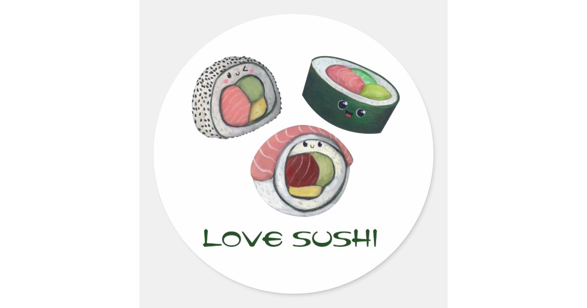 Love Sushi Classic Round Sticker | Zazzle